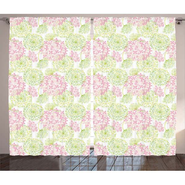 East Urban Home Rustikaler Vorhang, Löwenzahn-Blumen-Muster, Natur, Grün Pale Pink Weiß | Wayfair.de